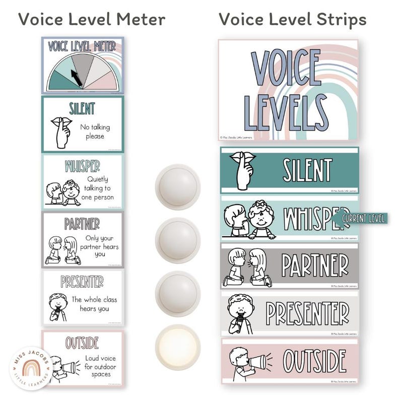 Modern Rainbow Voice Noise Level Display | EDITABLE Classroom Teacher ...