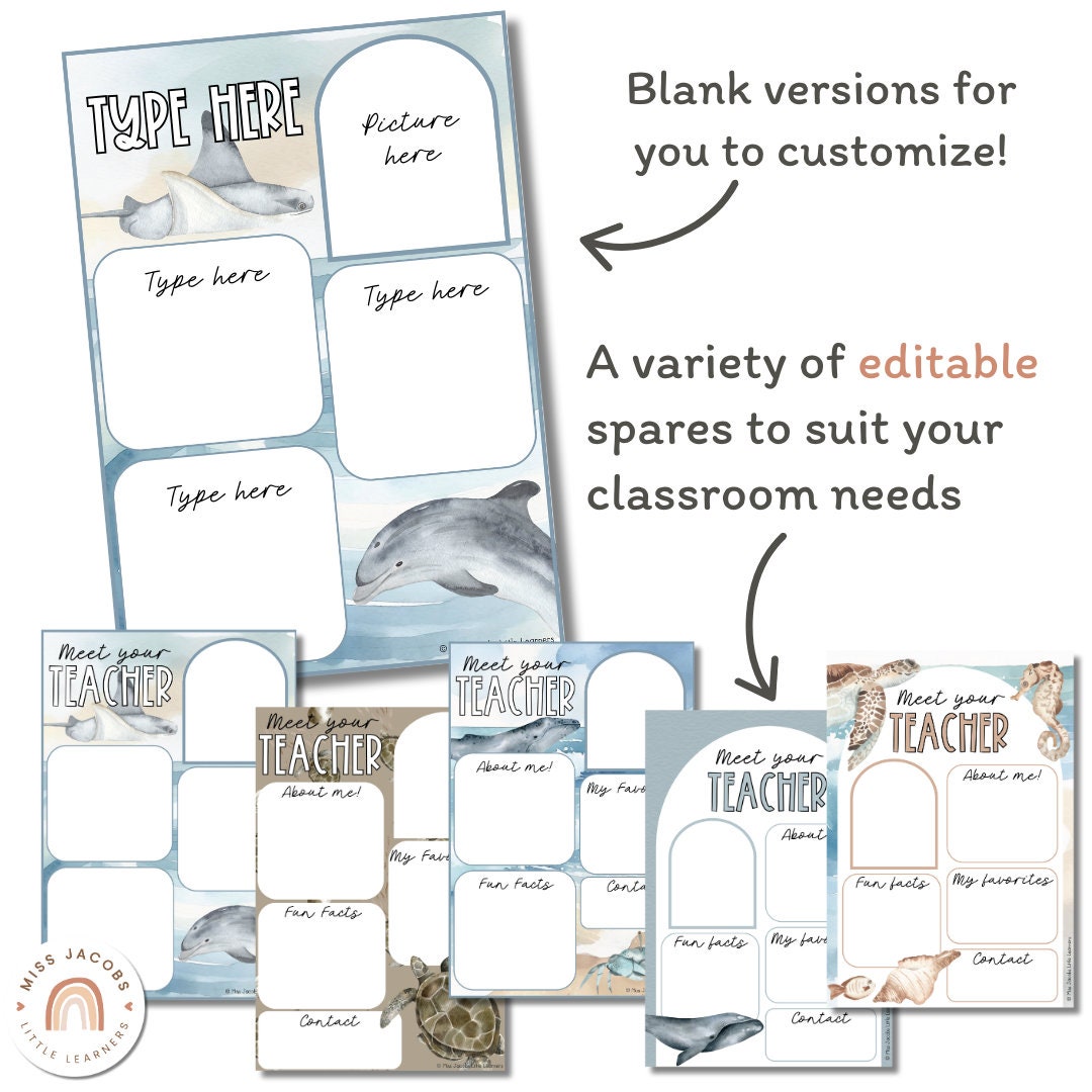 Meet the Teacher Templates | Modern Ocean Classroom Decor | Editable - Etsy