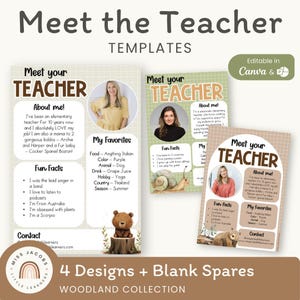 Woodland Meet the Teacher Template, Editable Back to School Teacher ...