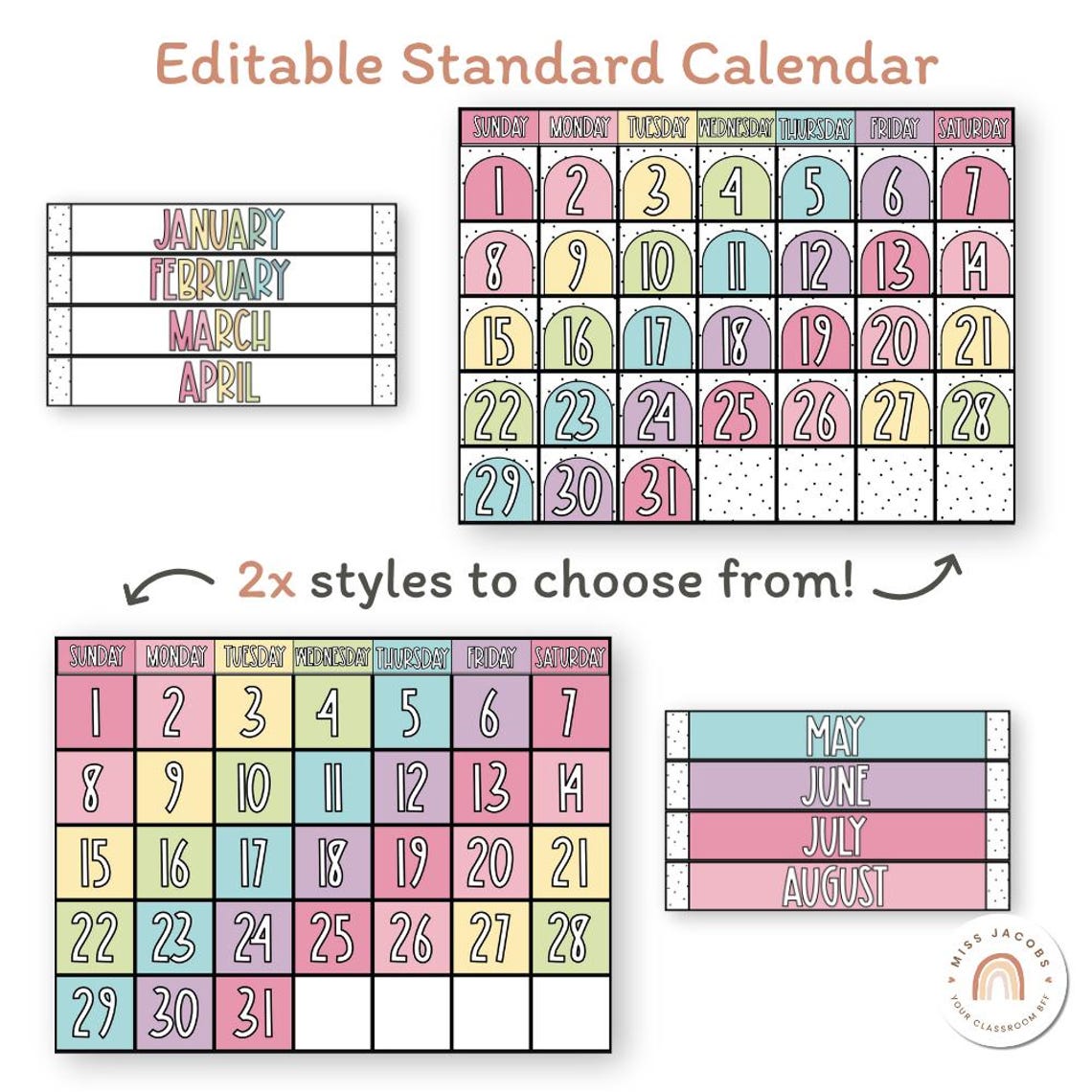 Classroom Calendar and Weather Display | SPOTTY PASTELS - Etsy