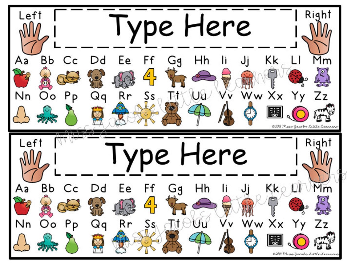 Alphabet Desk Strips With Number Line Editable Student Name - Etsy