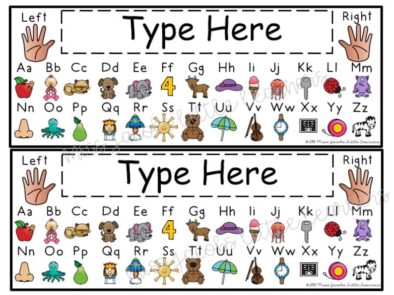 Alphabet Desk Strips With Number Line Editable Student Name - Etsy