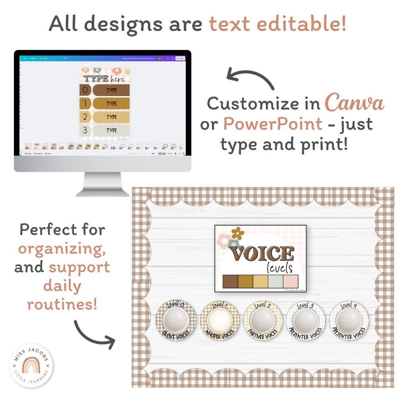 Editable Voice Levels Display | Push Light Noise Levels | Daisy Gingham ...