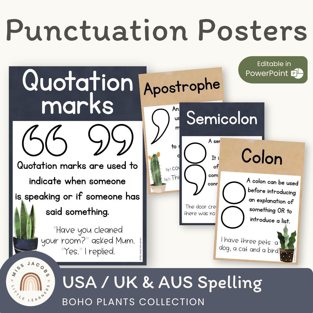 Punctuation Posters | Rustic BOHO PLANTS Decor - Etsy Australia