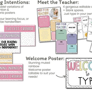 SPOTTY PASTELS Classroom Decor Bundle Muted Rainbow Decor Editable - Etsy
