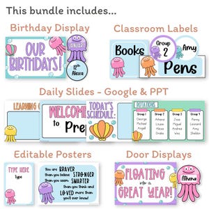 Ocean Jellyfish Classroom Decor Bundle, Calm Theme Pastel Teacher ...