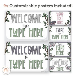 Koala Classroom Door Sign, Editable Welcome Posters + Name Labels or ...