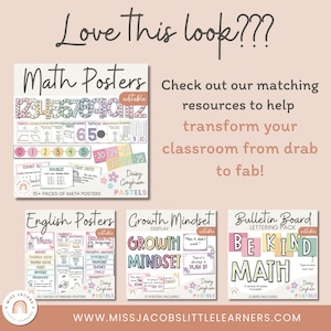 Daisy Gingham Pastels Classroom Decor Bundle | Muted Rainbow Theme ...