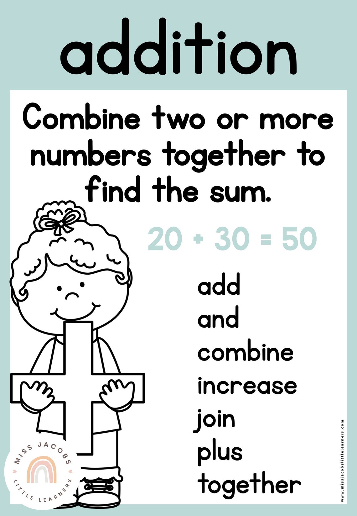 CALM COLORS Math Operation Posters | Math Posters | Modern Rainbow ...