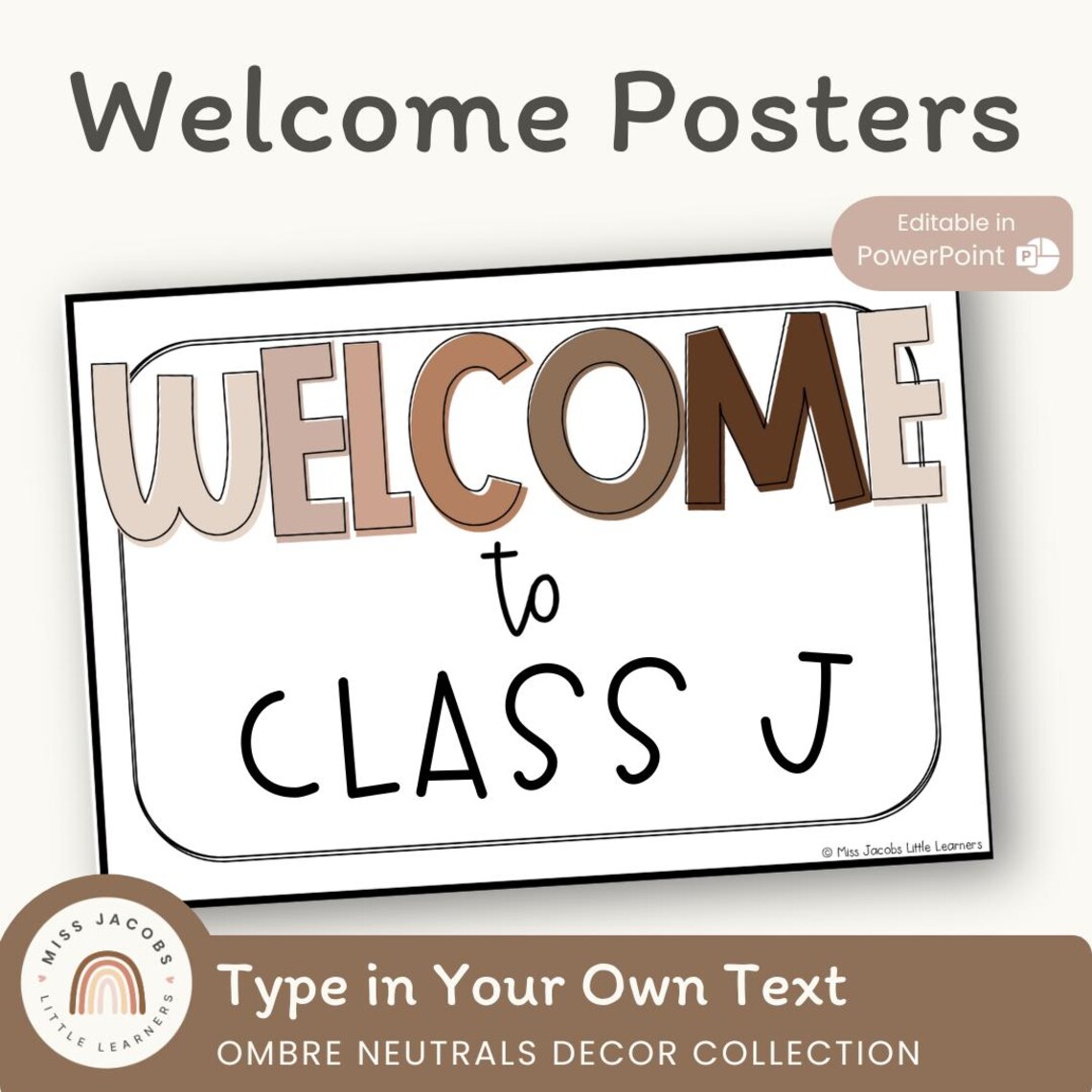 Classroom Welcome Sign | OMBRE NEUTRALS Theme - Etsy