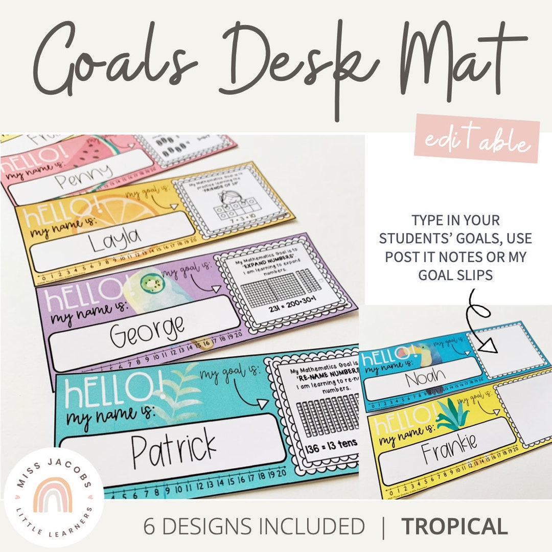 TROPICAL Goals Desk Mat | Editable | Tropical Classroom Decor - Etsy