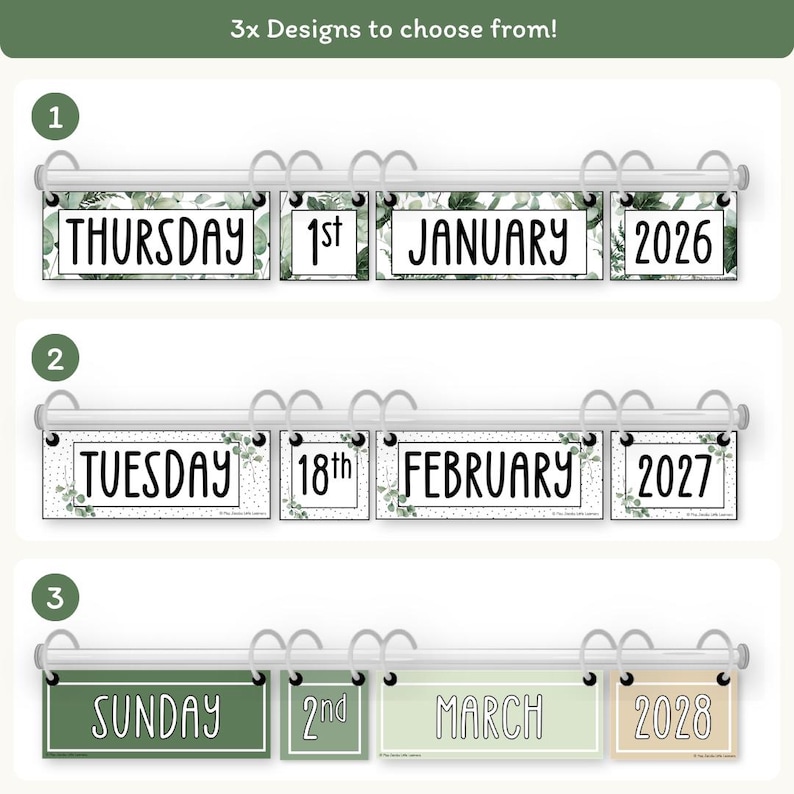 Daily Flip Calendar, Editable Days Months Years Cards, Printable ...