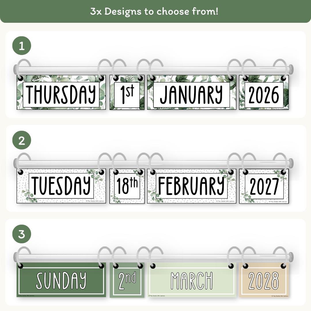 Daily Flip Calendar, Editable Days Months Years Cards, Printable ...