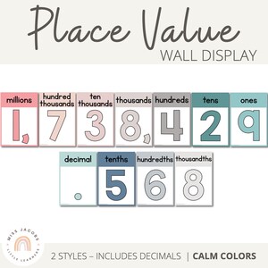 CALM COLORS Math Posters Bundle Modern Rainbow Classroom Decor - Etsy