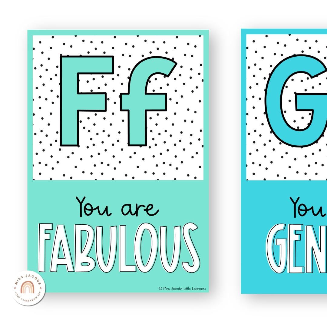 Spotty Bright Affirmation Alphabet Posters, Printable A-Z Affirmation ...