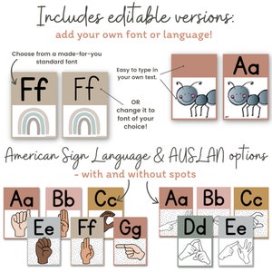 BOHO RAINBOW Alphabet Posters | Editable | Neutral Rainbow Classroom ...