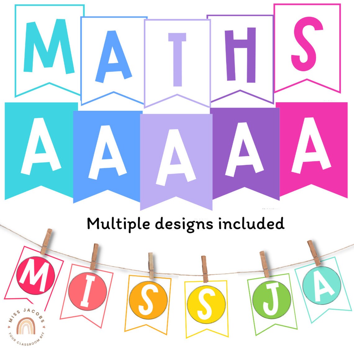 Bunting and Display Banners | BRIGHTS Classroom Decor - Etsy