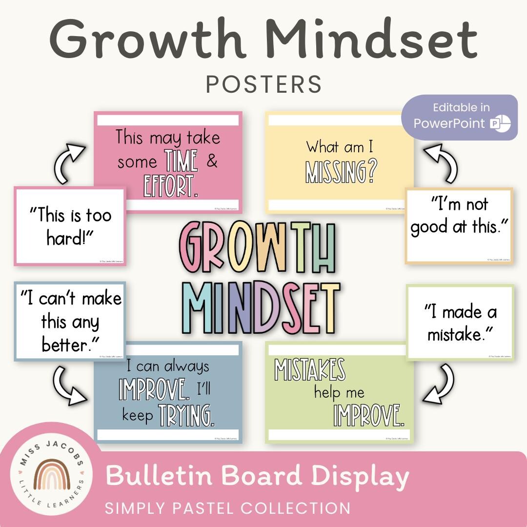 Modern Growth Mindset Display | Simple Pastels Classroom Decor ...