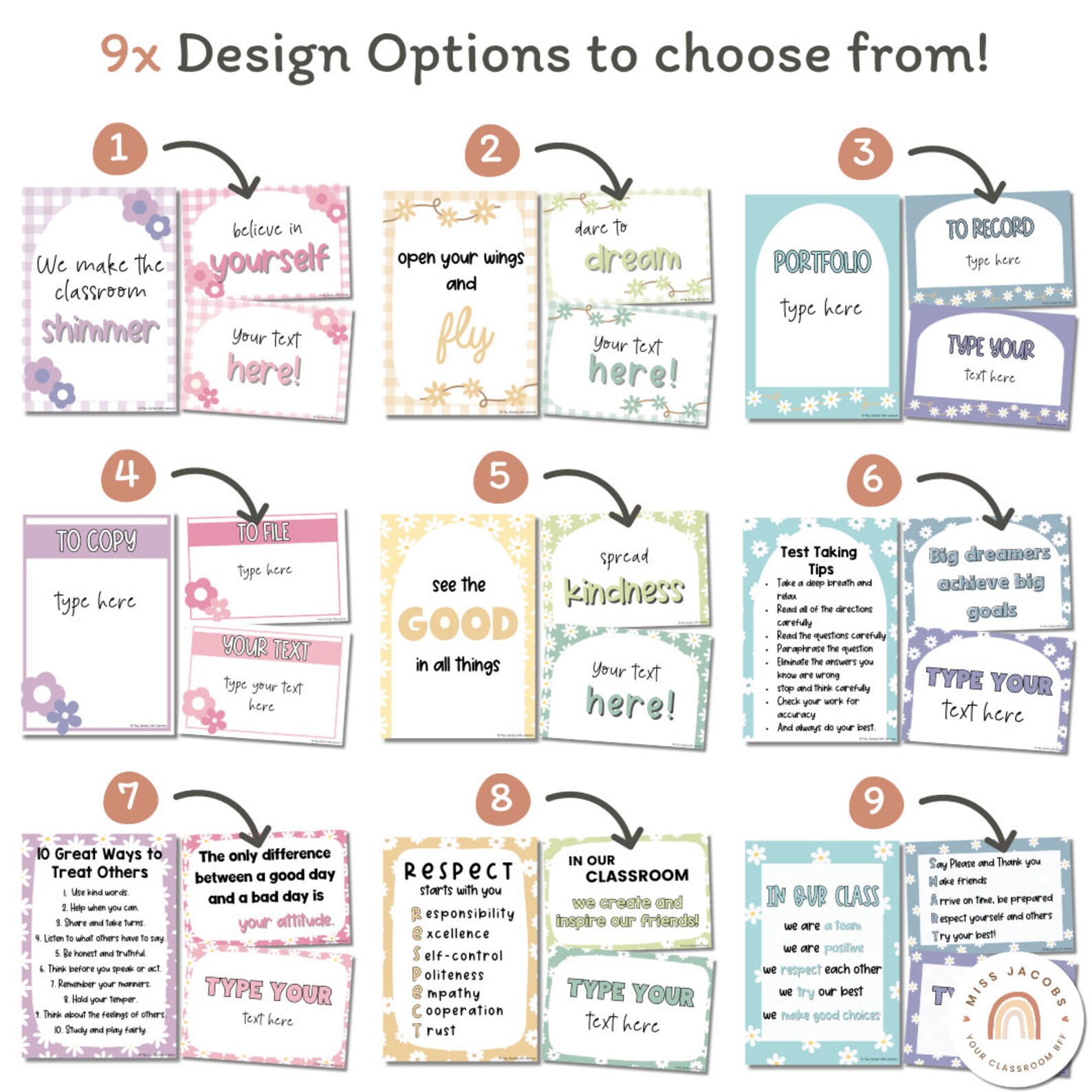 Editable & Customizable Classroom Posters | Daisy Gingham Pastels ...