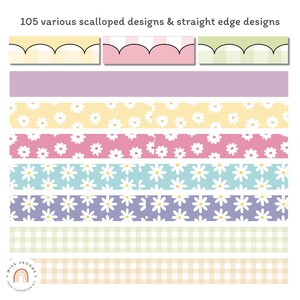 Bulletin Board Borders Daisy Gingham Pastels Classroom Decor Printable ...