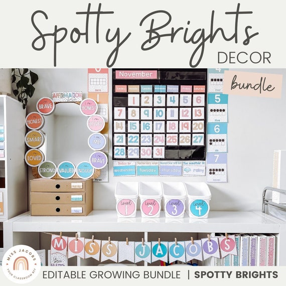 SPOTTY BRIGHTS Classroom Decor Bundle Editable Teacher - Etsy