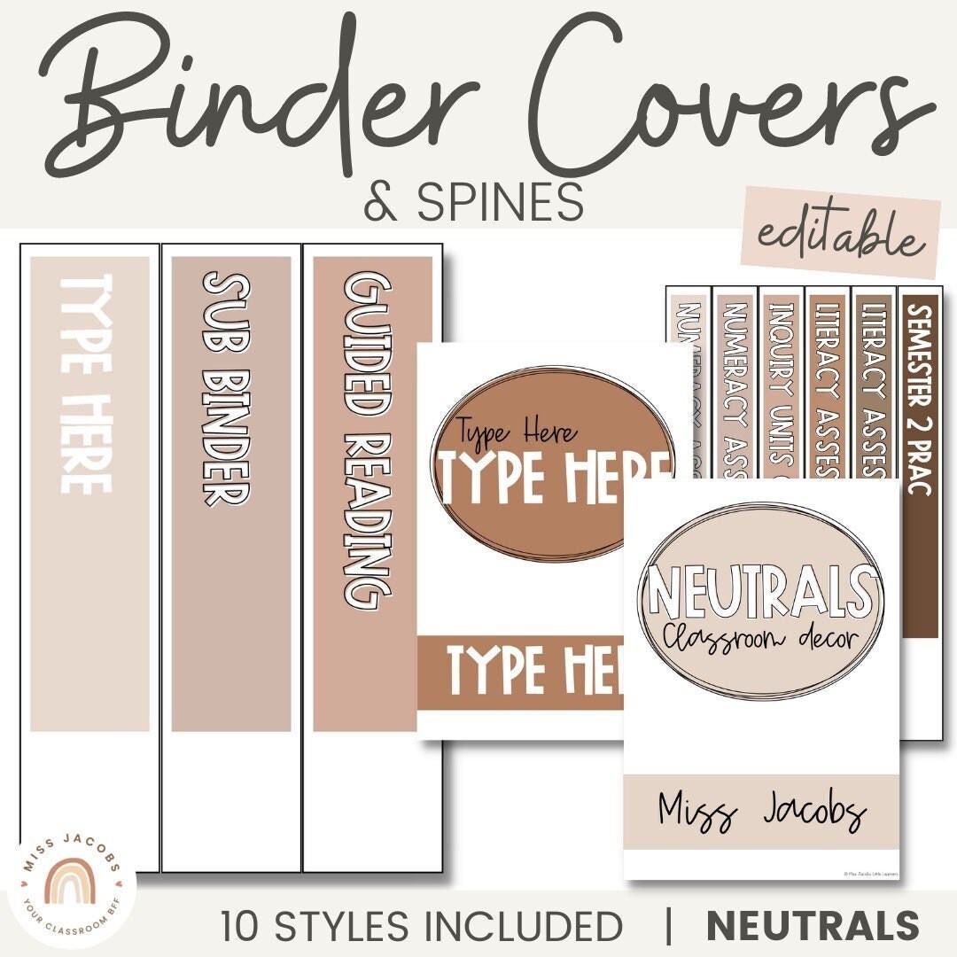 Binder Covers and Spines | OMBRE NEUTRALS | Editable - Etsy