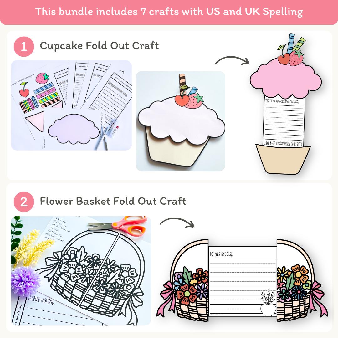Mother’s Day Craft Bundle, Printable Keepsake Cards & Writing ...