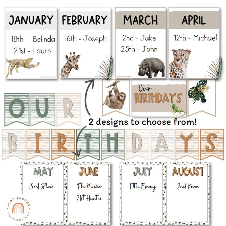 Birthday Display | MODERN JUNGLE | Rustic Classroom Decor - Etsy