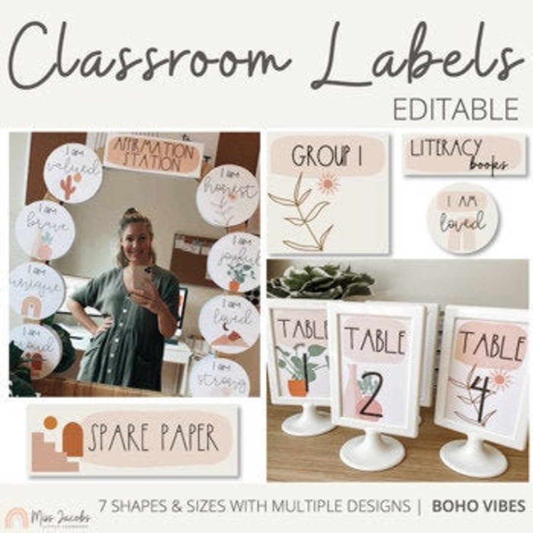 BOHO VIBES Classroom Labels Bundle | Editable | Desert Neutral ...