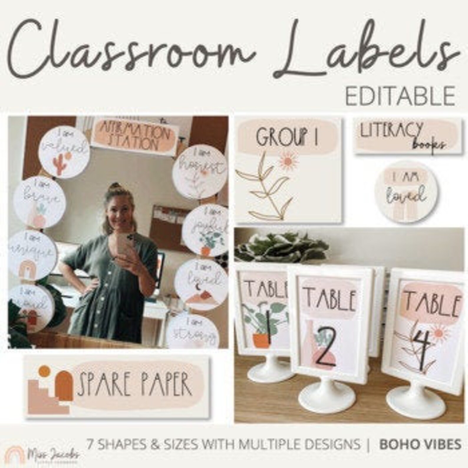 BOHO VIBES Classroom Labels Bundle Editable Desert Neutral - Etsy Australia