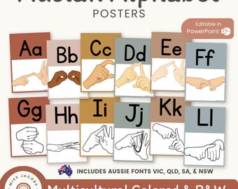 Auslan Alphabet Posters: Desert Neutrals A-Z Australian Sign Language ...