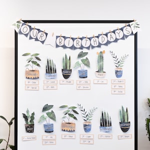 Modern Boho Plants Birthday Display | Rustic Boho Classroom Decor ...