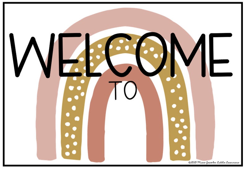 BOHO RAINBOW Welcome Sign Editable Neutral Rainbow - Etsy