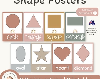 Shape Posters | Modern Boho Rainbow | Calm Classroom Decor | Editable ...