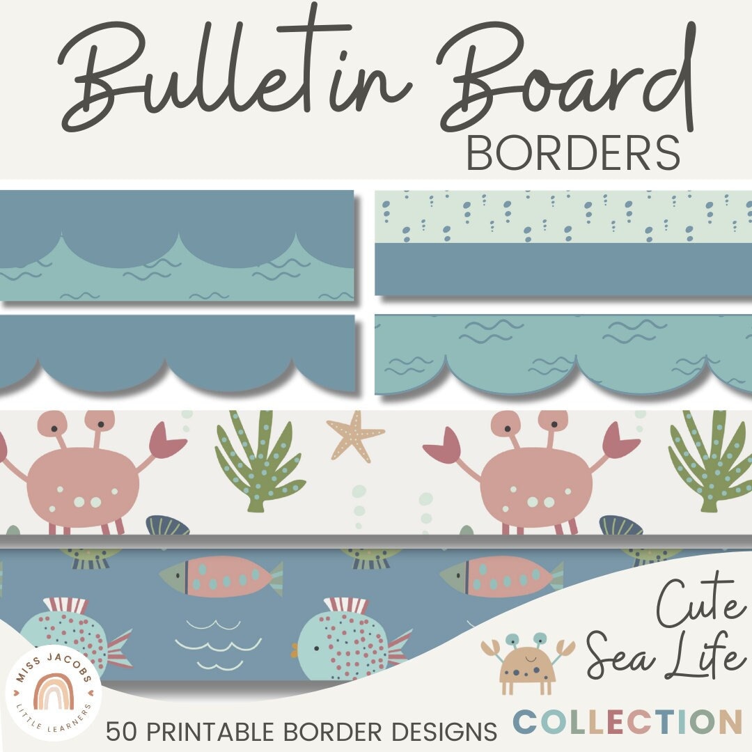 Bulletin Board Borders | Cute Sea Life Classroom Decor | Printable ...
