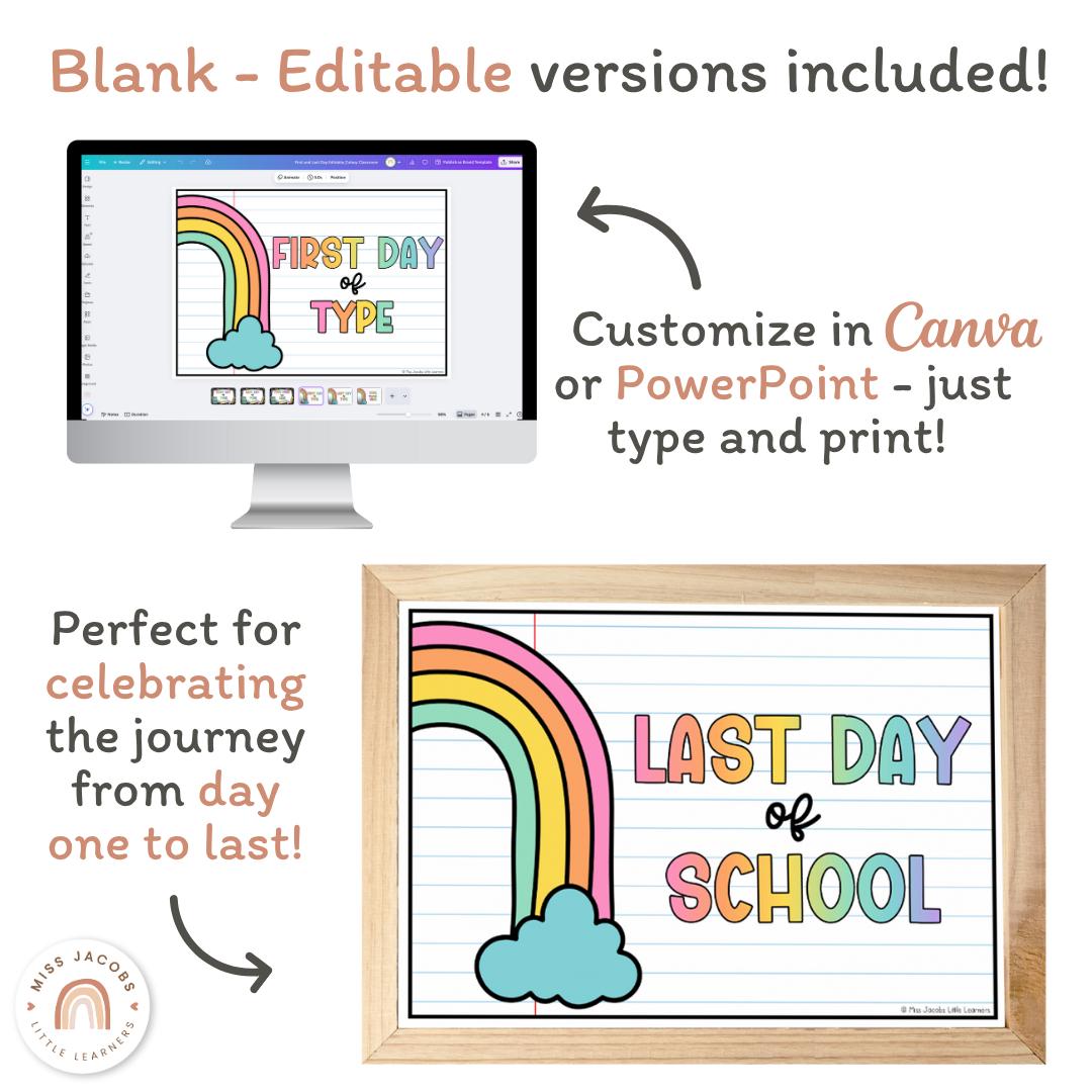 Editable First and Last Day of School Sign, Cutesy Classroom Decor ...