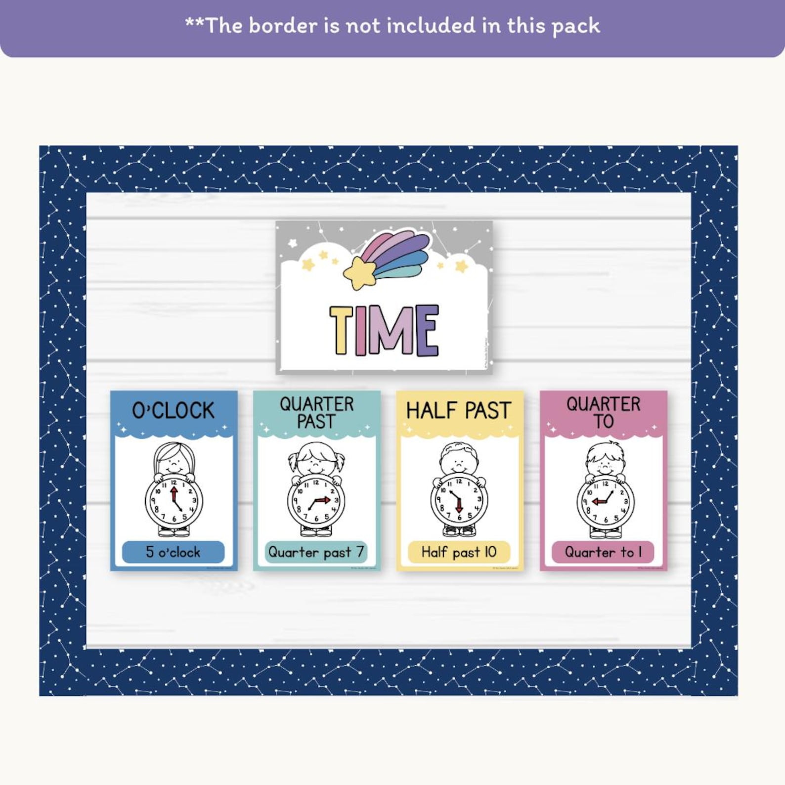 Telling Time and Analog Clock Posters: Dreamy Space Pastel Anchor Chart ...