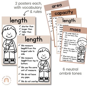OMBRE NEUTRALS Math Posters Bundle Calming Classroom Decor - Etsy