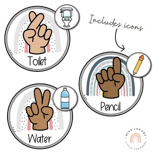 MODERN RAINBOW Hand Signals Posters | Editable | Calm Colors Classroom ...