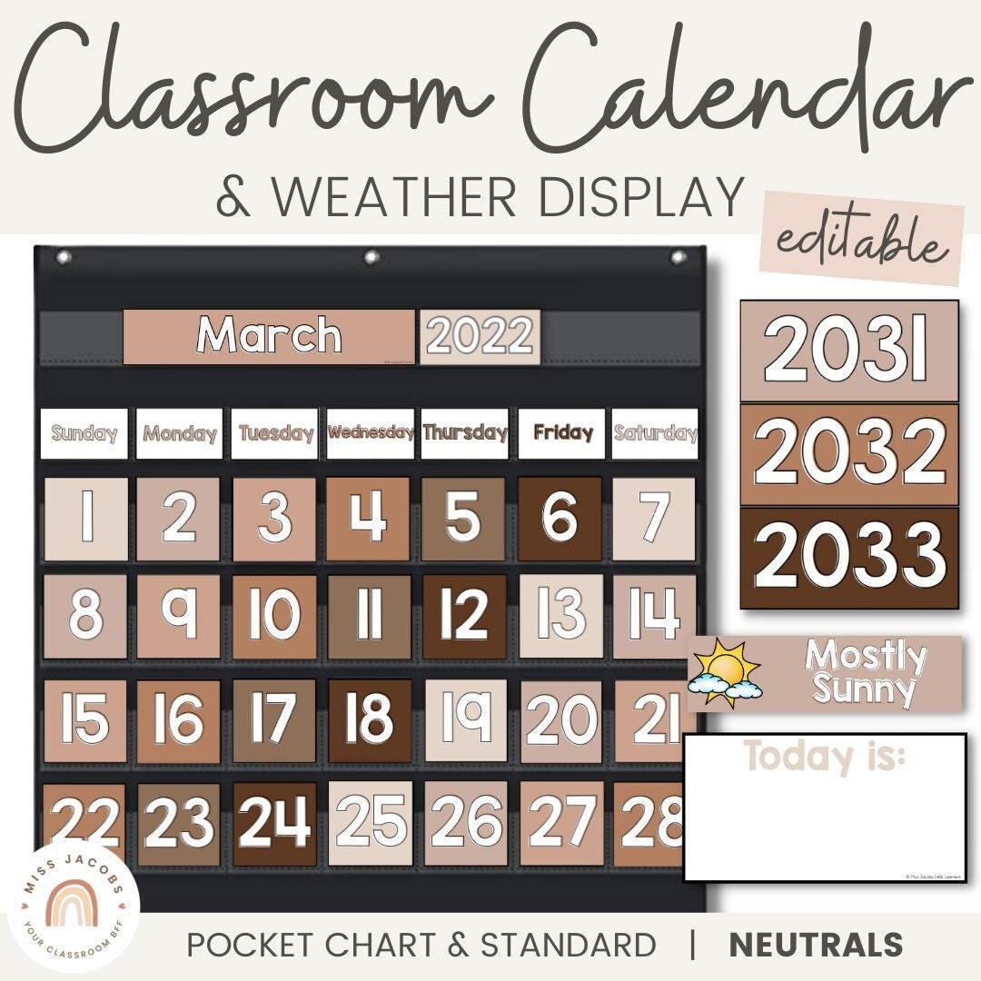 Classroom Calendar and Weather Display | OMBRE NEUTRALS - Etsy