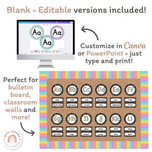 Cutesy Alphabet Word Wall, Editable Word Wall Vocabulary Sight Words ...