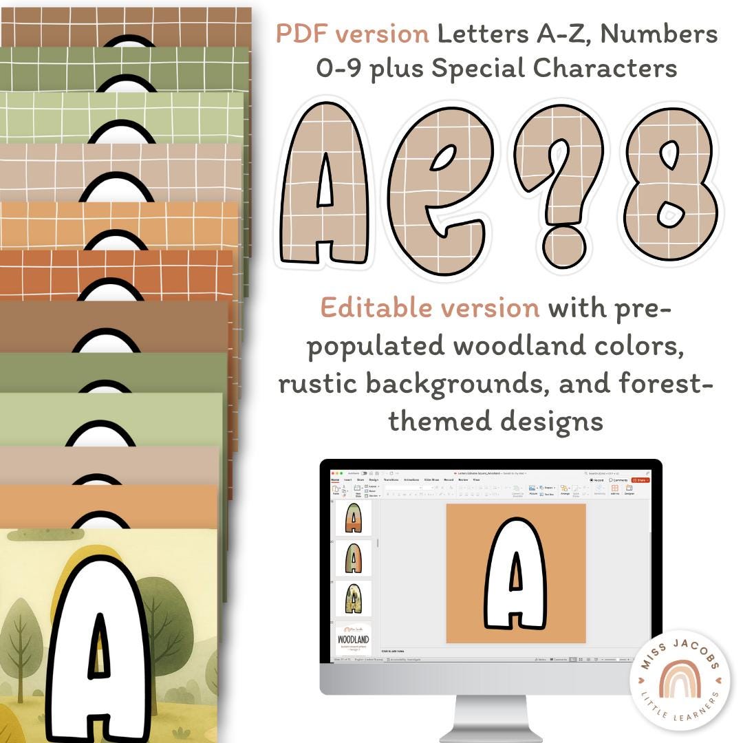 Woodland Bulletin Board Letters, Nature Theme Custom Back to School Kit ...