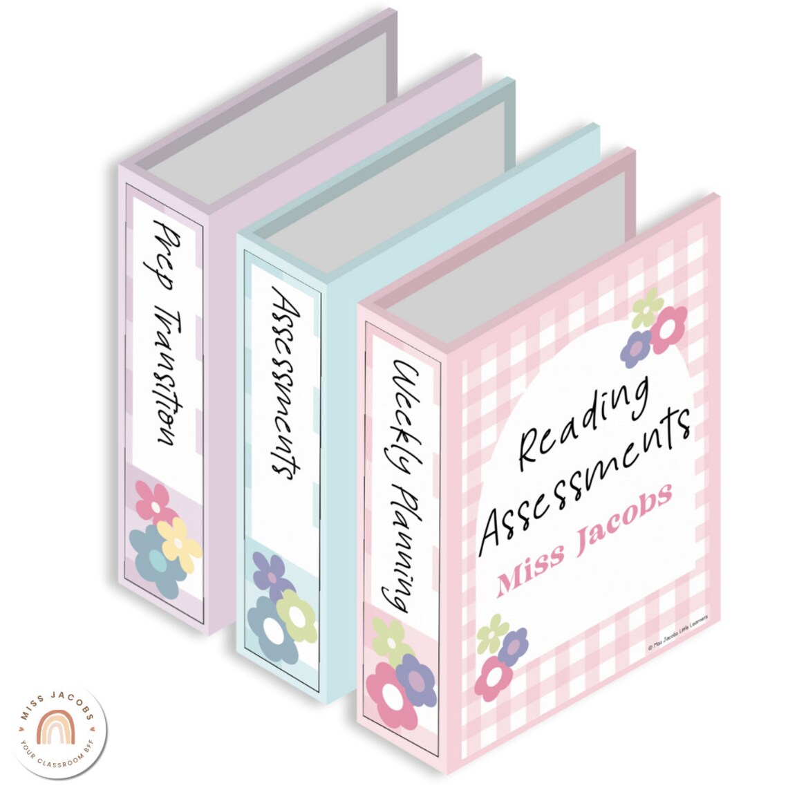 Binder Covers and Spines | Daisy Gingham Pastels Classroom Decor ...