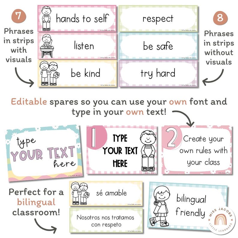 Classroom Rules Posters for Classroom Management | Daisy Gingham Pastel ...