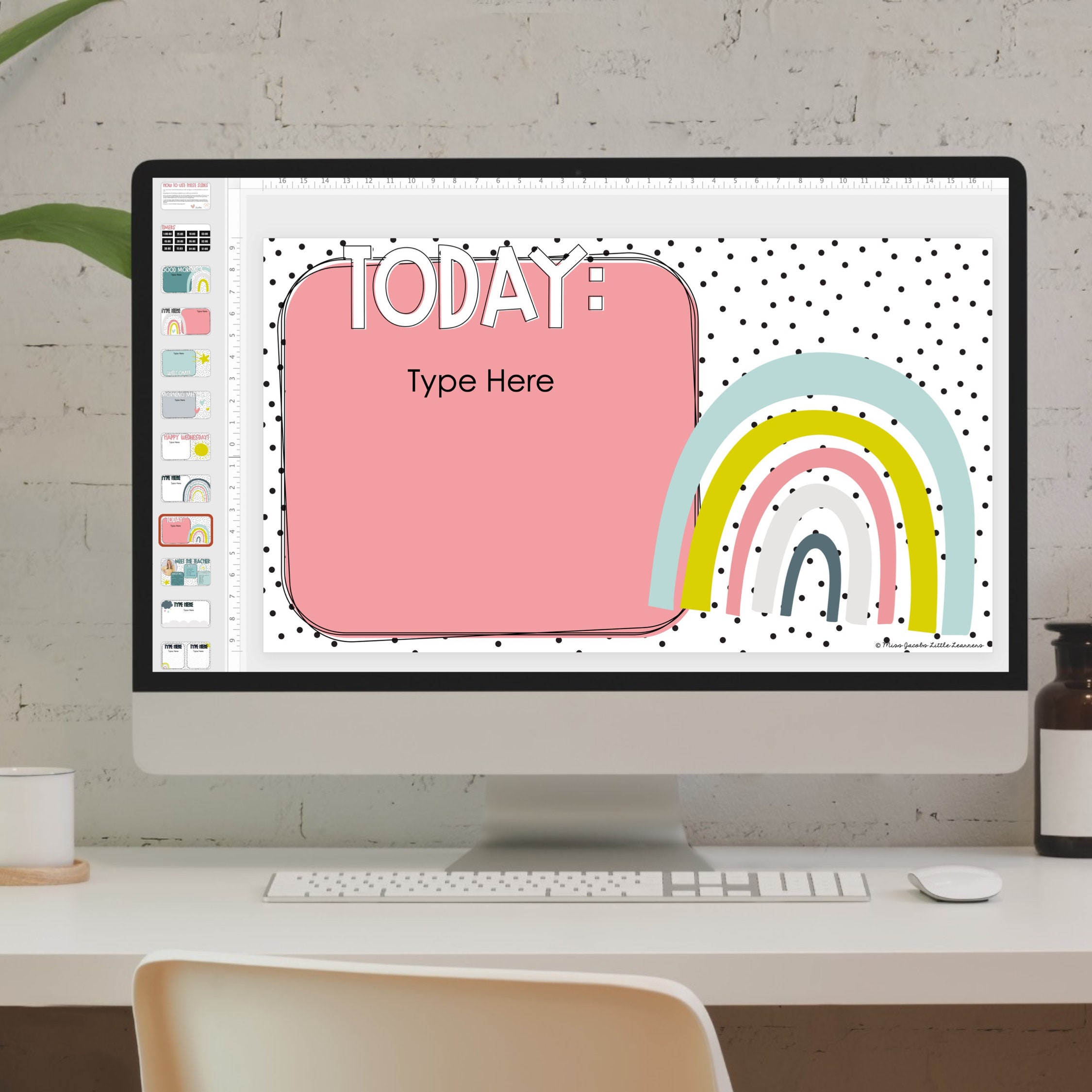 MODERN RAINBOW Slides Templates Editable Calm Colors - Etsy