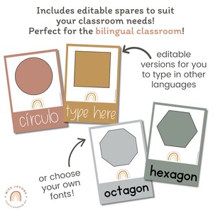 Shape Posters Modern Boho Rainbow Calm Classroom Decor Editable - Etsy