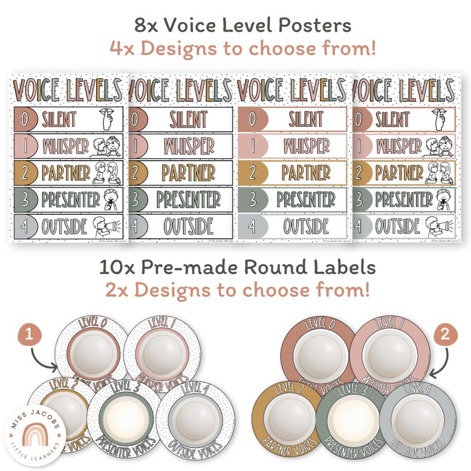 Spotty Boho Voice Noise Level Display | EDITABLE Classroom Teacher ...