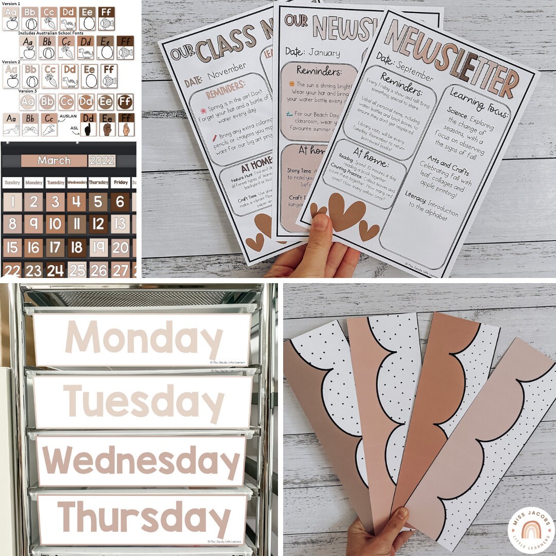 OMBRE NEUTRALS Classroom Decor BUNDLE | Editable Neutral Decor - Etsy