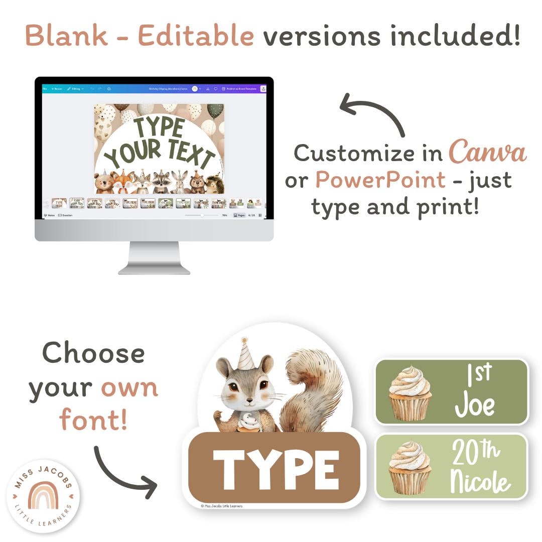 Woodland Birthday Display Printable, Editable Nature Theme Classroom ...