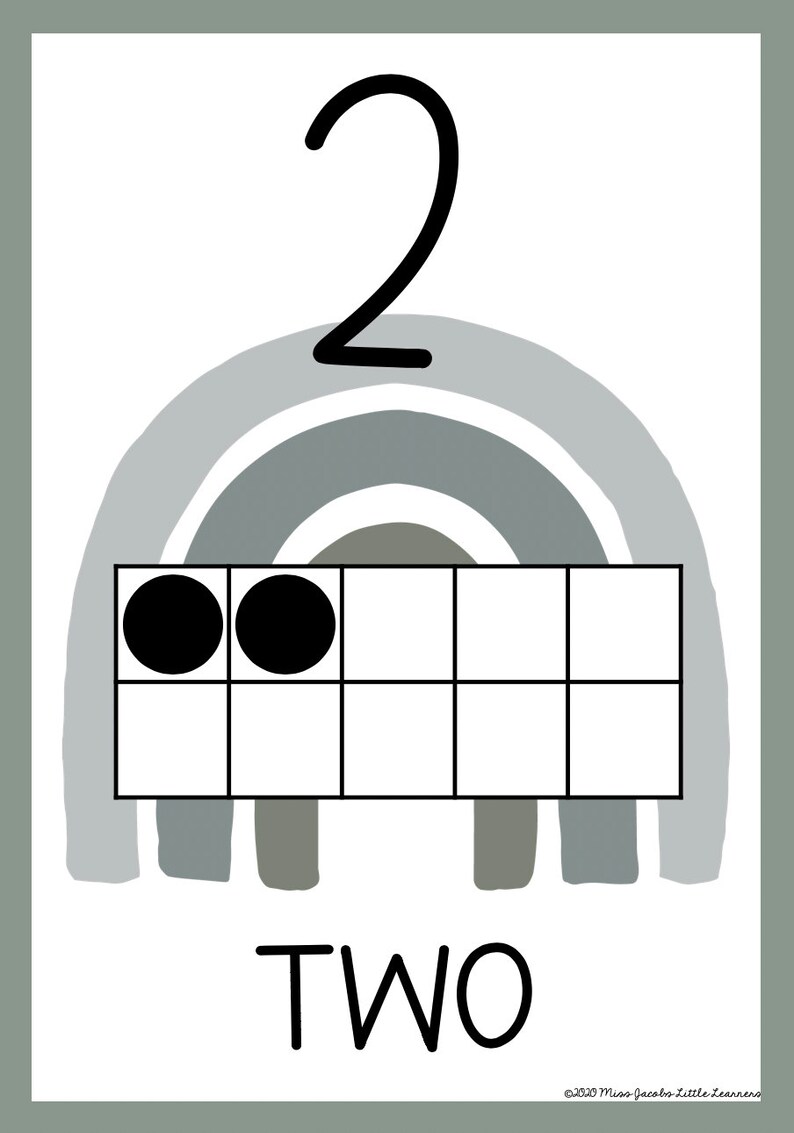 BOHO RAINBOW Number Posters Ten Frames Neutral Rainbow | Etsy